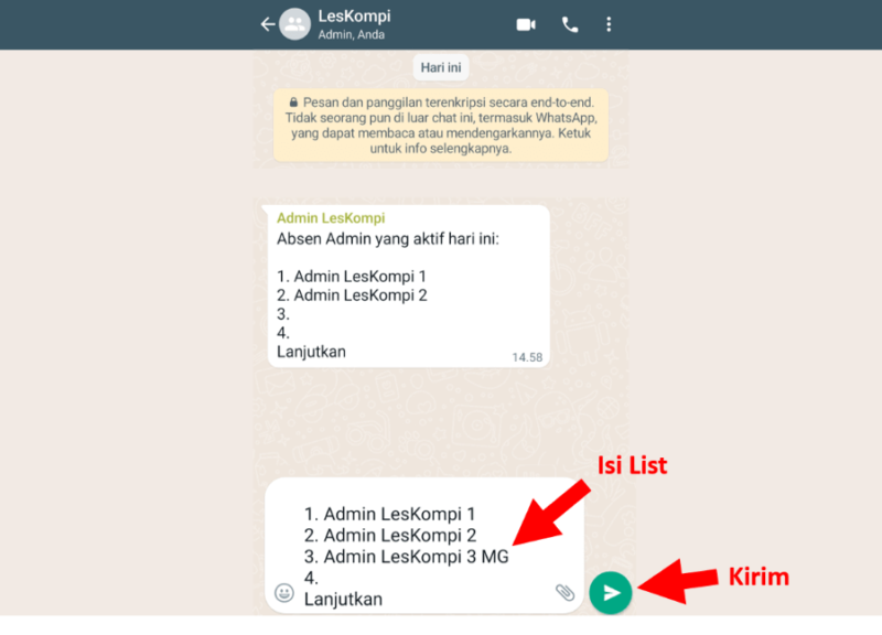 Ini Cara Mudah Mengisi List (Daftar / Absen) di WhatsApp Ini Cara Mudah Mengisi List (Daftar / Absen) di WhatsApp